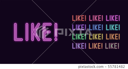 Neon text Like, expressive Title. Neon Like word - Stock Illustration ...