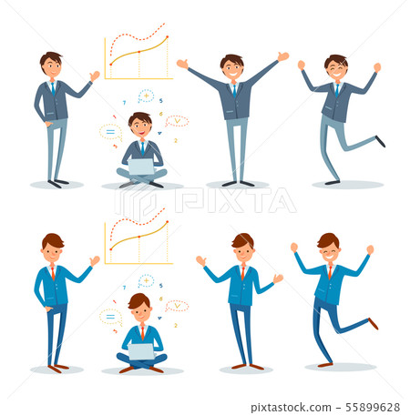 Business People Showing Presentation and Working - Stock Illustration ...