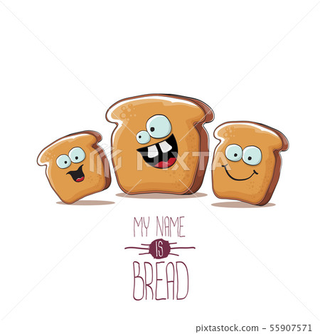 vector funky cartoon bread character with... - Stock Illustration ...