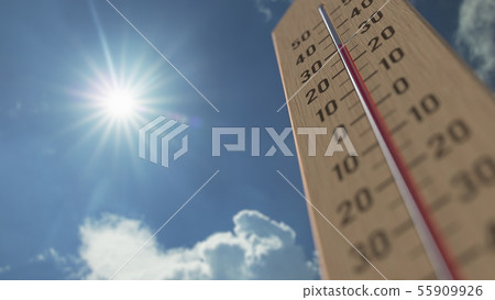 Outdoor thermometer reaches 30 thirty degrees... - Stock Illustration ...
