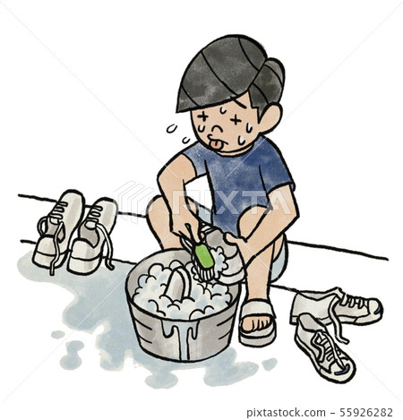 Man washing sneakers - Stock Illustration [55926282] - PIXTA