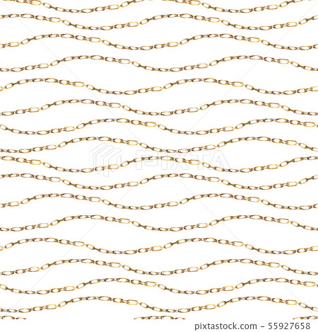 Watercolor gold chains and rings seamless pattern, - Stock Illustration ...