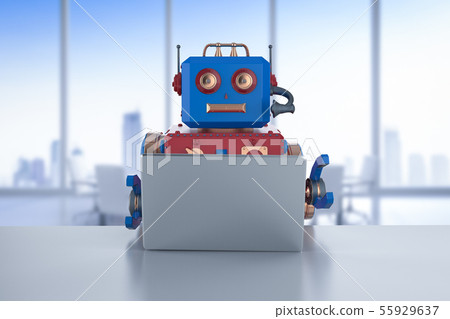 Robot with notebook computer - Stock Illustration [55929637] - PIXTA