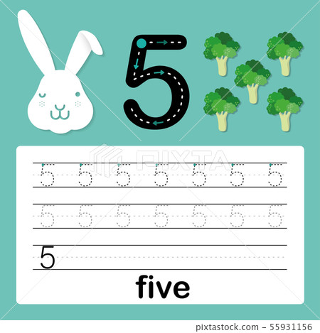 Number five, for kids learning to count and write - Stock Illustration ...