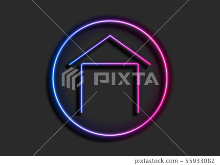 Concept blue purple neon house symbol logo - Stock Illustration ...