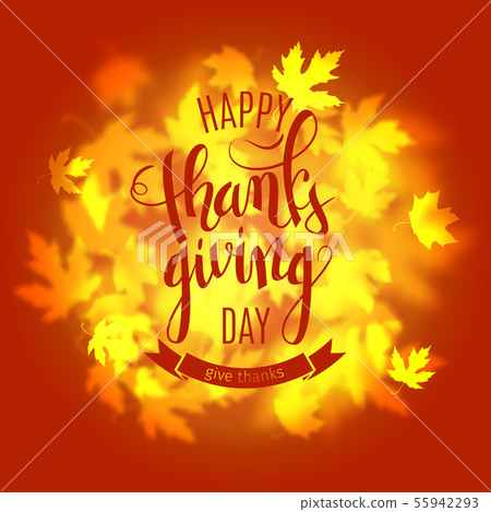 Happy Thanksgiving holiday poster, autumn red - Stock Illustration ...