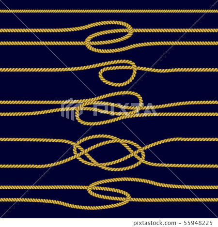 Set of seamless golden cords with loops, knots. - Stock Illustration ...