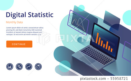 Laptop monitor with infographic elements. - Stock Illustration ...