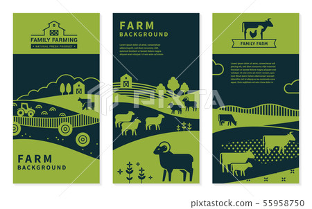 Set of vector banners on rural themes, farm... - Stock Illustration ...