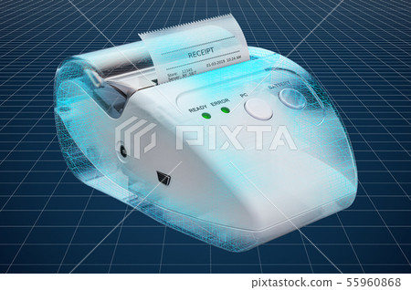 Visualization 3d cad model of receipt printer - Stock Illustration ...