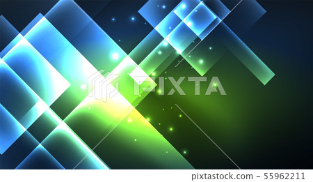 Neon glowing techno square rectangle lines,... - Stock Illustration ...