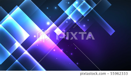 Neon glowing techno square rectangle lines,... - Stock Illustration ...