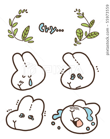 Crying White Rabbit [Set of 4] - Stock Illustration [55973559] - PIXTA