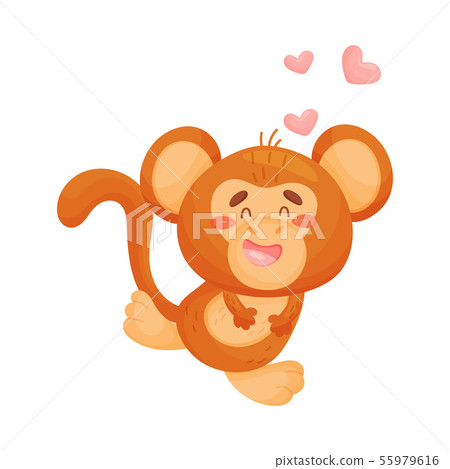 Cute monkey lover. Vector illustration on white... - Stock Illustration ...