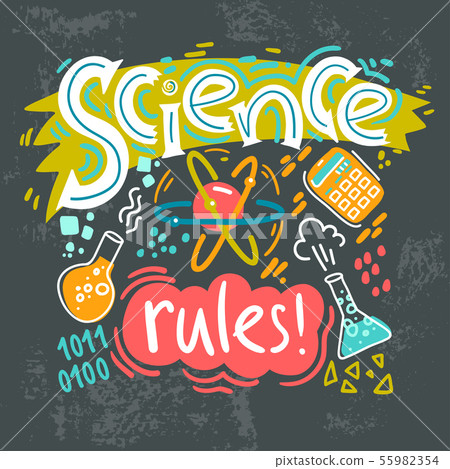 Science rules. Lettering composition with... - Stock Illustration ...