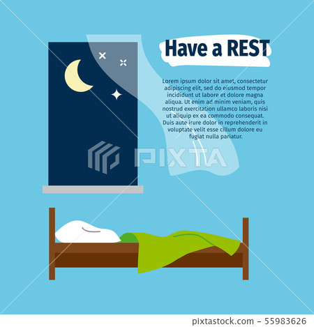 Have a rest poster with bed - Stock Illustration [55983626] - PIXTA
