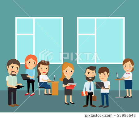 Big office cartoon illustration - Stock Illustration [55983648] - PIXTA