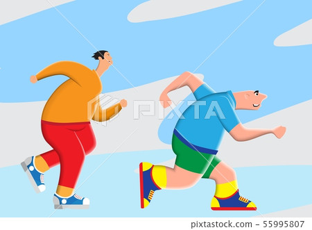 Run training. Men train in nature. Vector - Stock Illustration ...