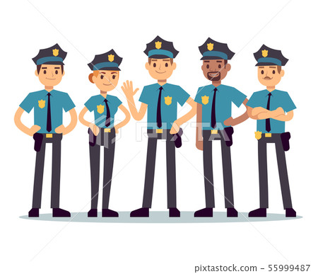 Group of police officers. Woman and man cops... - Stock Illustration ...
