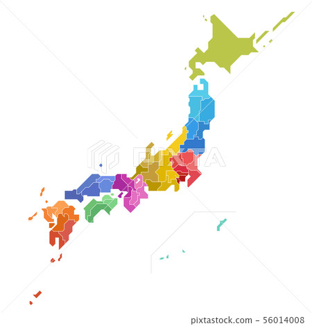 Japan map by region, by prefecture, northern... - Stock Illustration ...
