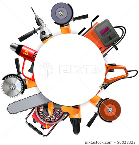Vector Power Tools Round Frame - Stock Illustration [56028322] - PIXTA