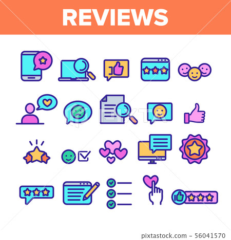 Color Reviews Thin Line Icons Set Vector - Stock Illustration [56041570 ...