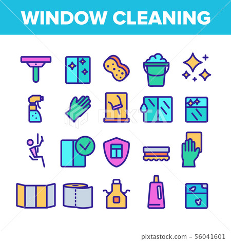 Color Window Cleaning Sign Icons Set Vector - Stock Illustration ...