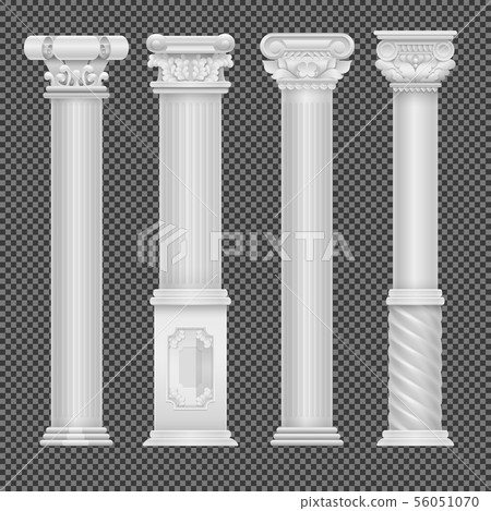 Realistic white antique roman column isolated... - Stock Illustration ...