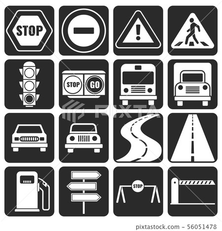 Traffic and direction vector icons set - Stock Illustration [56051478 ...