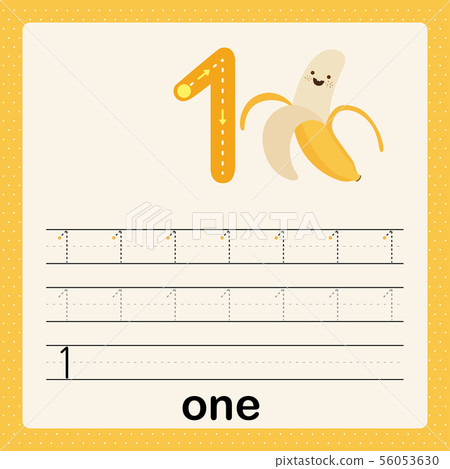 Number one, card for kids learn to count and write - Stock Illustration ...