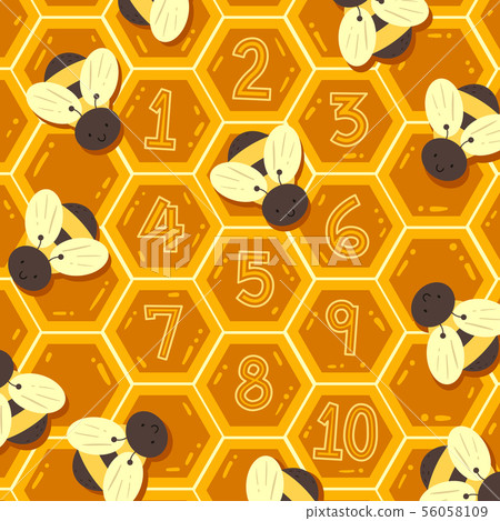 Spring Bee Hive Numbers Illustration - Stock Illustration [56058109 ...