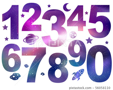 Numbers Space Theme Illustration - Stock Illustration [56058110] - PIXTA