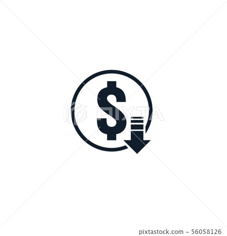 dollar decrease icon. Money symbol with arrow - Stock Illustration ...