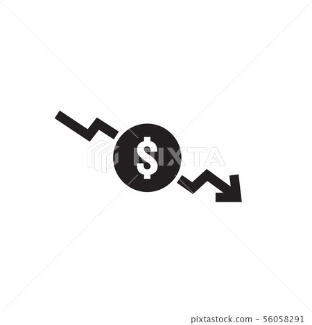 dollar decrease icon. Money symbol with arrow - Stock Illustration [56058291] - PIXTA