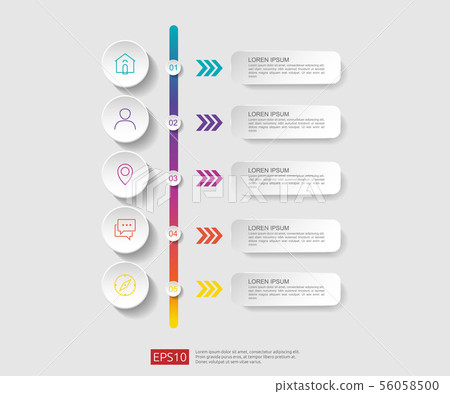 5 steps infographic. timeline design template with - Stock Illustration ...