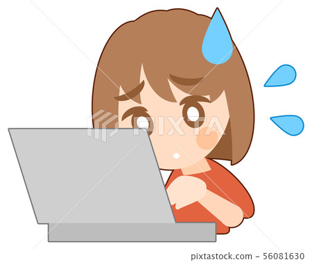 A computer beginner who doesn't know how to use - Stock Illustration ...