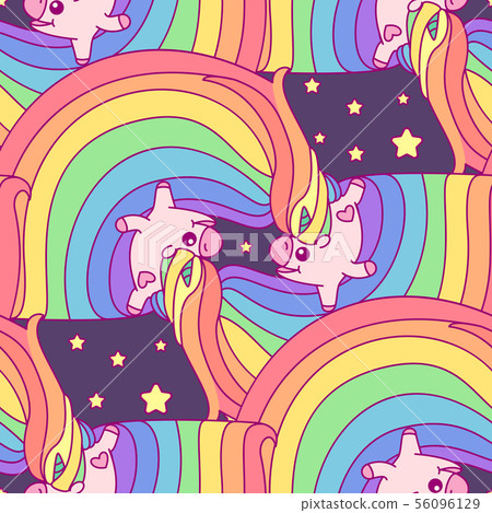vector unicorn seamless pattern - Stock Illustration [56096129] - PIXTA