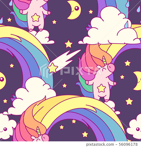 vector unicorn seamless pattern - Stock Illustration [56096178] - PIXTA