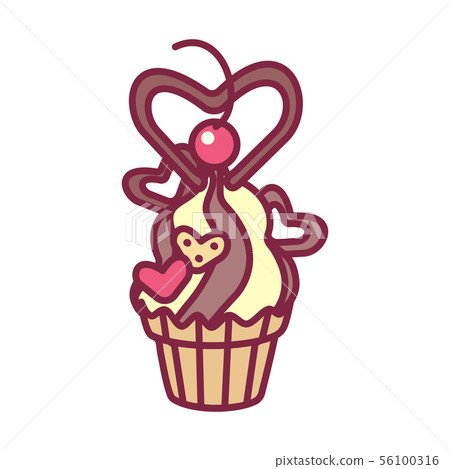vector cute cupcake sweets art - Stock Illustration [56100316] - PIXTA