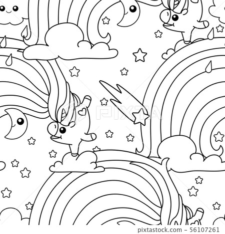 Seamless pattern Unicorns time - Stock Illustration [56107261] - PIXTA