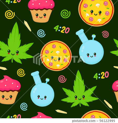 Cute kawaii marijuana weed seamless pattern - Stock Illustration ...