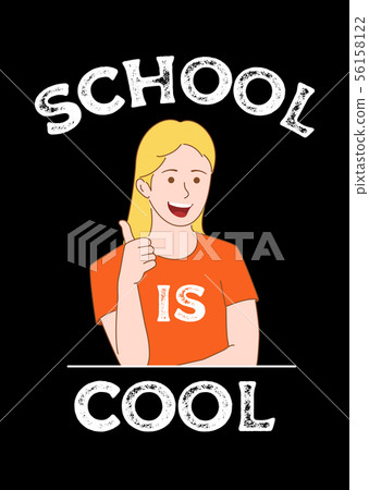 School is cool poster. Smiling Schoolgirl Shows - Stock Illustration ...