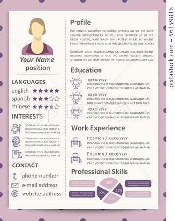 Female resume template with infographics... - Stock Illustration ...