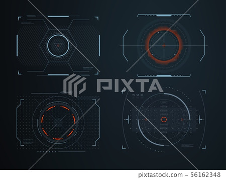 Futuristic helmet hud screens cockpit view.... - Stock Illustration ...