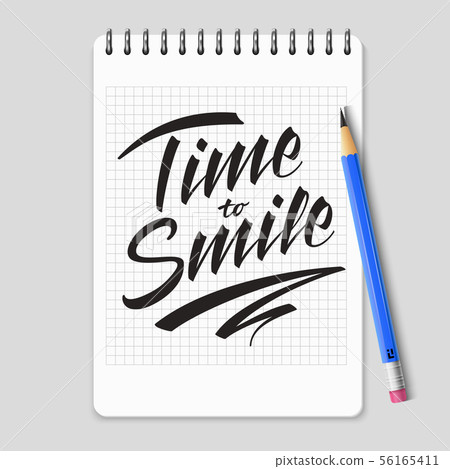 Time to smile vector lettering on realistic... - Stock Illustration ...