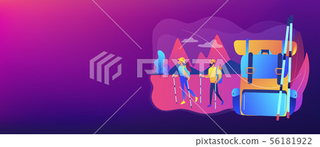 Summer hiking concept banner header. - Stock Illustration [56181922 ...