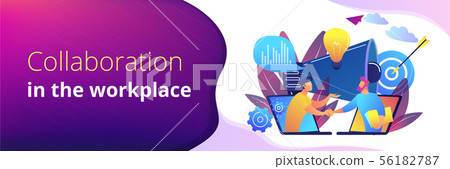 Collaboration concept banner header. - Stock Illustration [56182787 ...