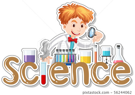 Word design for science with cientist working in - Stock Illustration ...