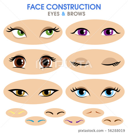 Woman face constructor. Eyebrows and eyes. - Stock Illustration ...