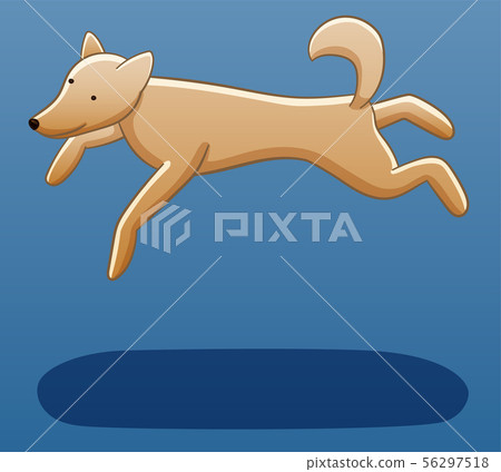 Levitating dog on a blue background - Stock Illustration [56297518] - PIXTA